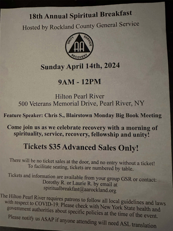 Spiritual Breakfast – Alcoholics Anonymous of Rockland County